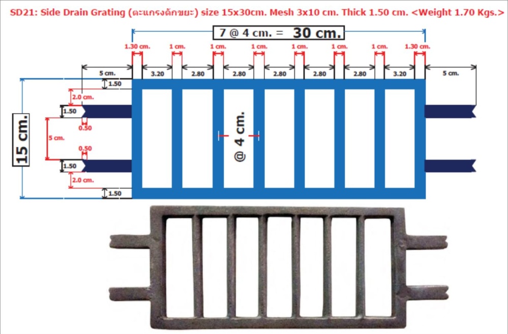 Curb Drainage Grating Scupper ตะแกรงดักขยะฝุ่นผงคันหินใบไม้ด้านข้างริม ...