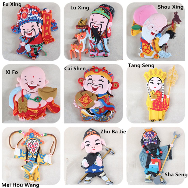 Chinese Style Peking Opera Characters Fridge Magnets Creative Decor ...