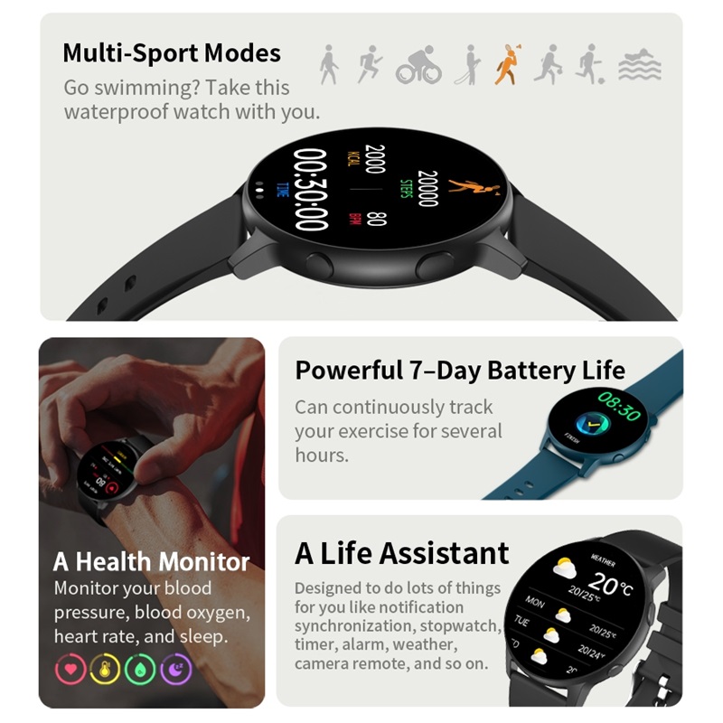 2022ใหม่ Smart Watch ผู้ชาย IP68กันน้ำเต็มสัมผัสนาฬิกากีฬาติดตามการ ...