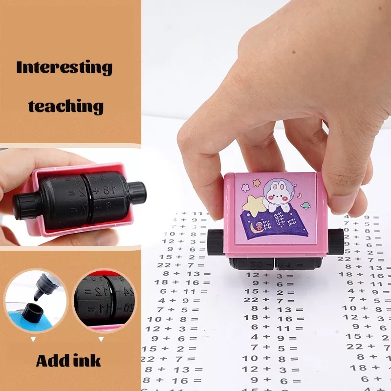 MATH ROLLING STAMP ตราปั๊มหมุนฝึกคิดเลข ปั๊มตัวเลขได้ 1 หน้ากระดาษเพียง ...
