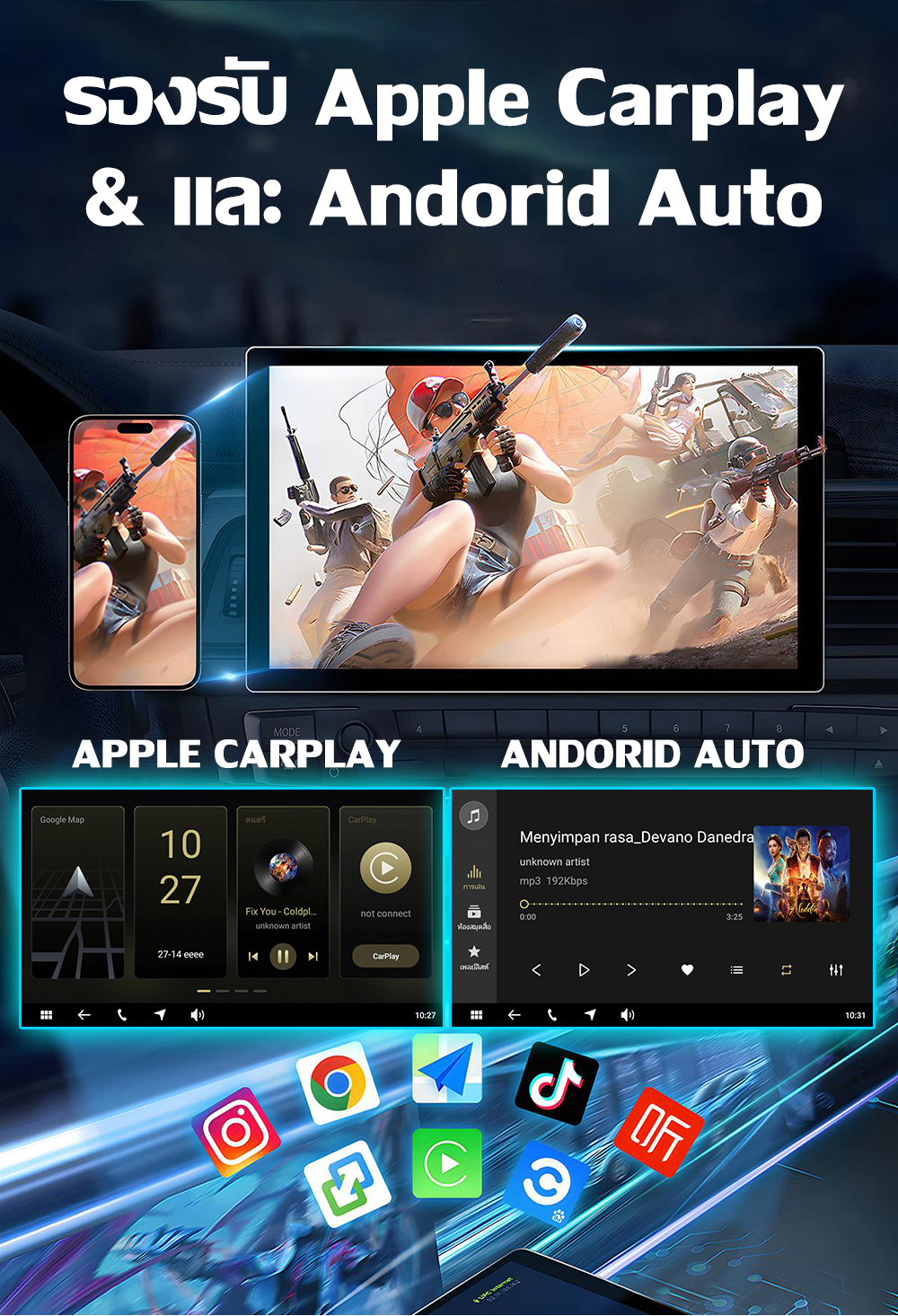 HILMAN (8CORE 232Gกล้องหลัง)จอ android 9 นิ้ว 10 นิ้ว จอQLED 2K 2din Android 12 รถวิทยุเครื่อง ...