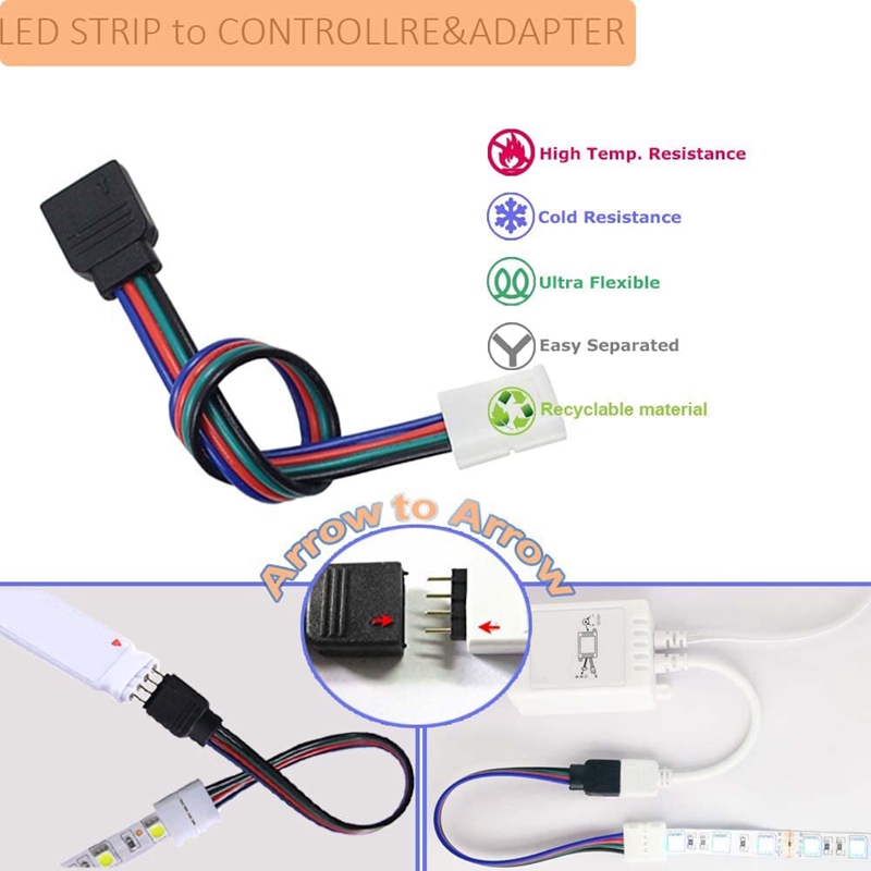 LED Strip Connector Kit 4-Pin Connector 10 mm Solderless Connector ...