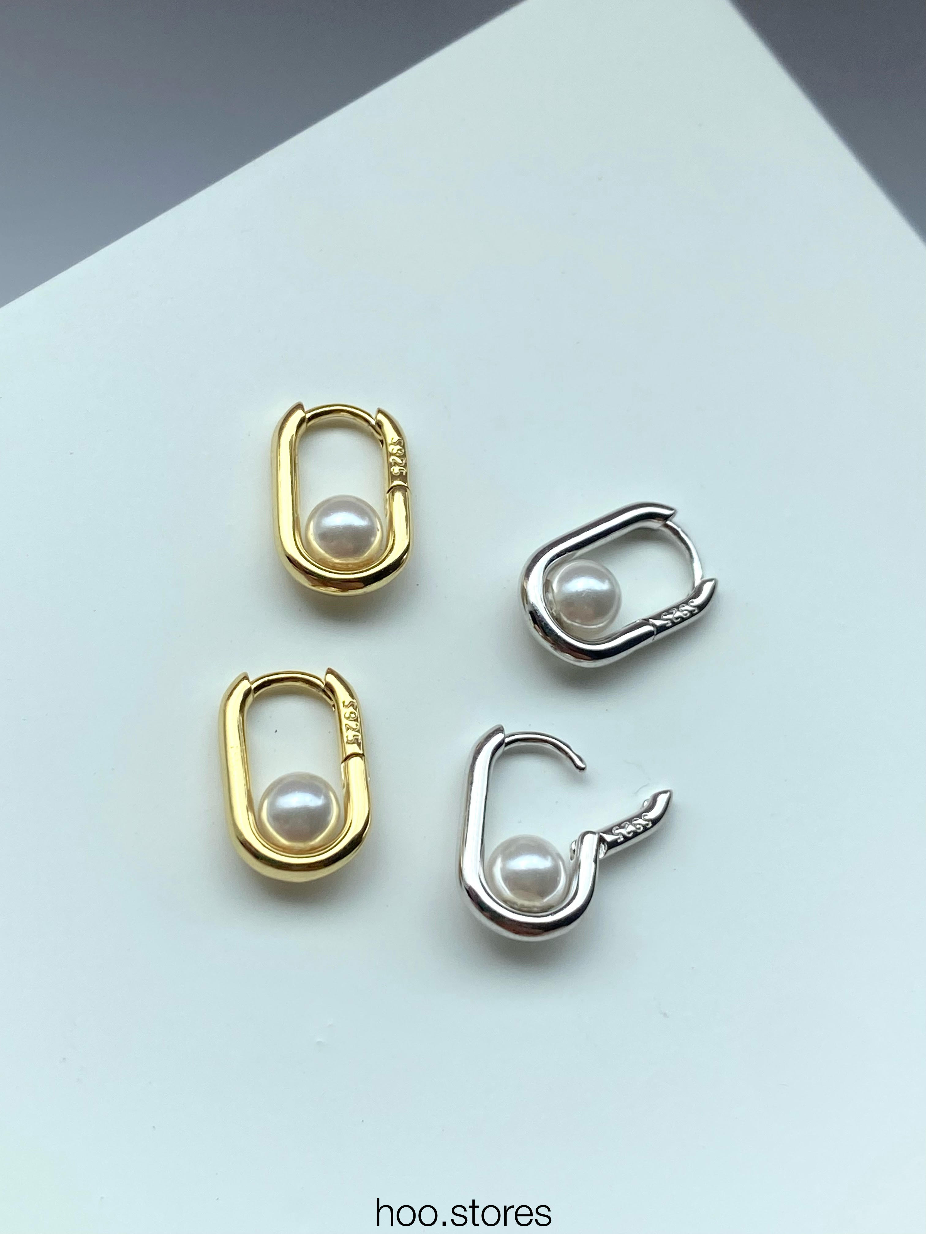 all silver 925 hoo.stores Classy U U Hoop (Rhodium18k Gold plated) ต่างหูห่วงเงินแท้ s925 ท้ัง ...