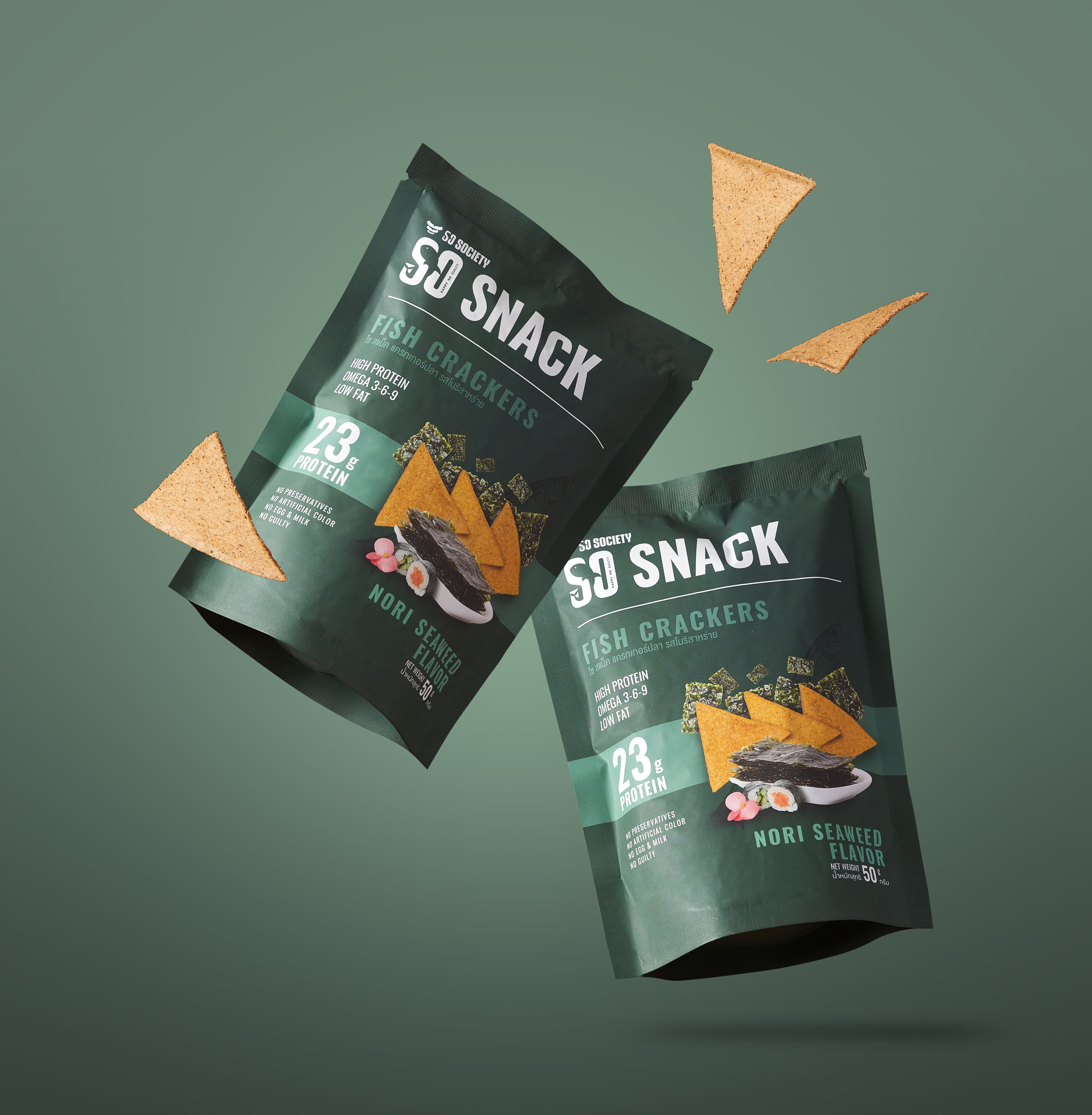SO SNACK แครกเกอร์ปลา รสโนริสาหร่าย (โปรตีน 23 กรัม) | Lazada.co.th
