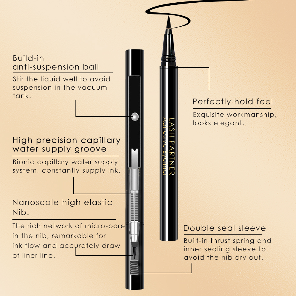 Poptone Beauty Eye Makeup Liquid Eyeliner Waterproof 24 Hours Long-last Magic Self-Adhesive ...