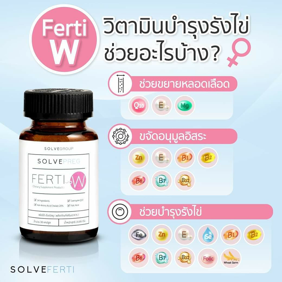 Solve Ferti W วิตามินบำรุงไข่ สำหรับผู้หญิง Set 2 กระปุก Punnita ...