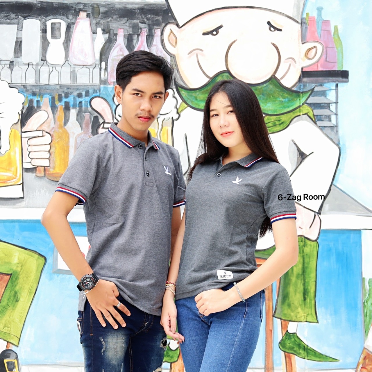 เสื้อโปโลคอปก ปักนก???? ผู้ชาย งานปัก????งานป้าย ผ้าจุติM L XL(Polo men ...