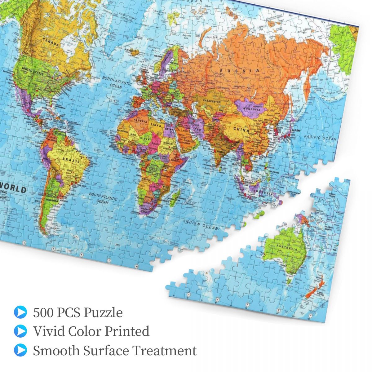 World Map 500 Pieces Wooden Jigsaw Puzzle Adult Educational Puzzles For ...