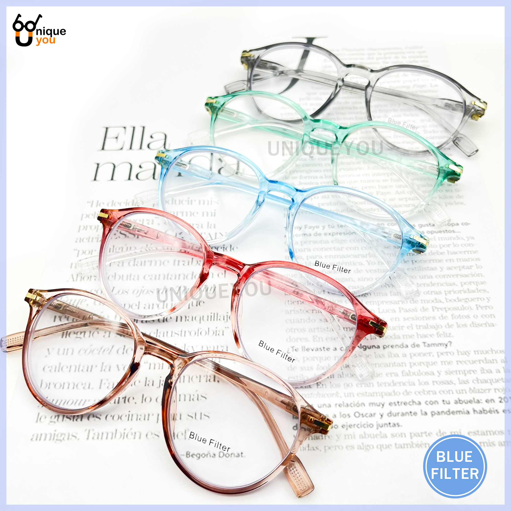 Uniqueyou แว่นสายตายาว เลนส์กรองแสงสีฟ้า เลนส์Blue filter แว่นสายตาเลนส์กรองแสง แว่นสายตาสำหรับ ...