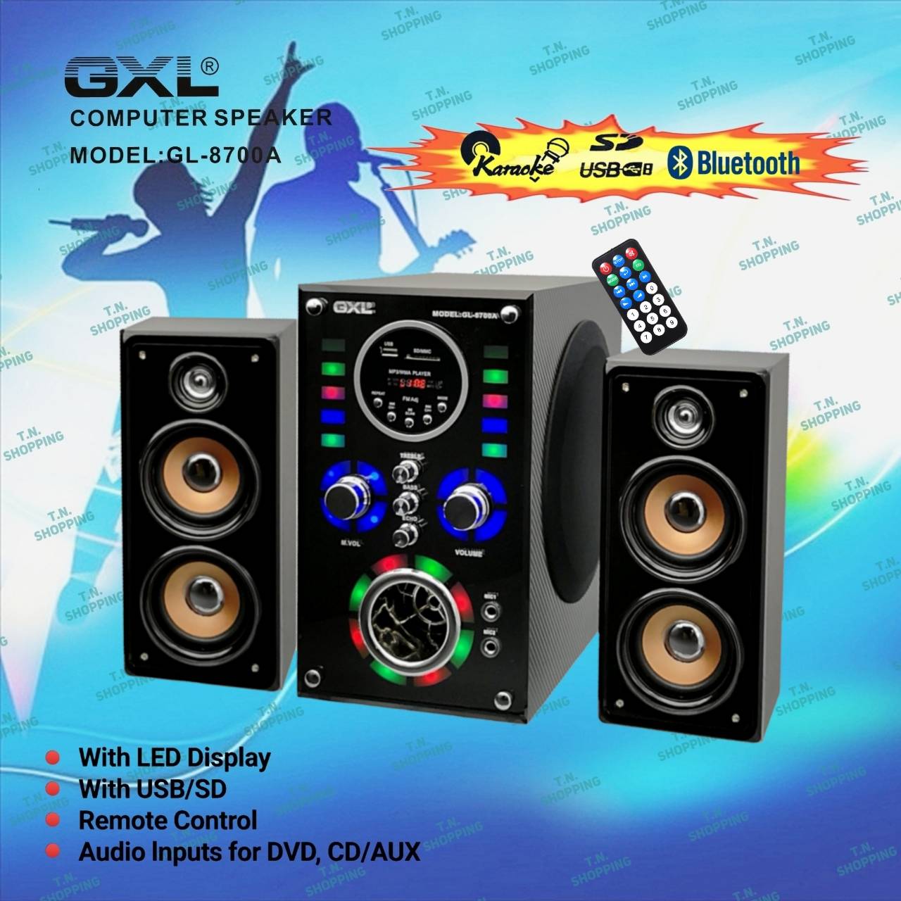 GXL ลำโพงซับ 2.1 CH รุ่น GL-8700A ลำโพงบลูทูธ ลำโพงคอมพิวเตอร์(ส่งฟรี) - T-N shopping - ThaiPick