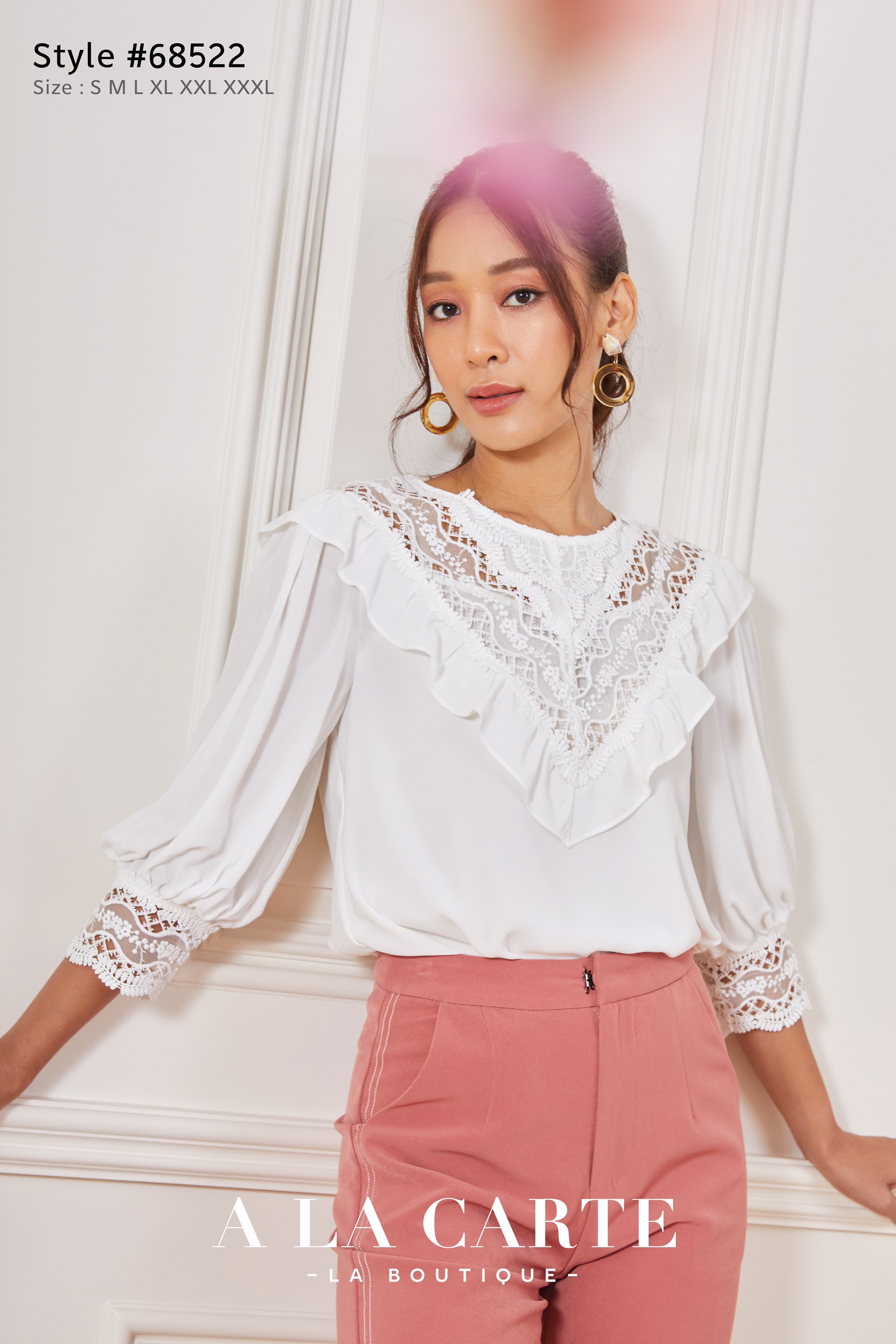 68522 ช้อปดีมีคืน เสื้อ A La Carte จอร์เจียแขน 3 ส่วน ผ้าเนื้อบางมีซับใน แต่งลูกไม้เนื้อทอ งาน ...