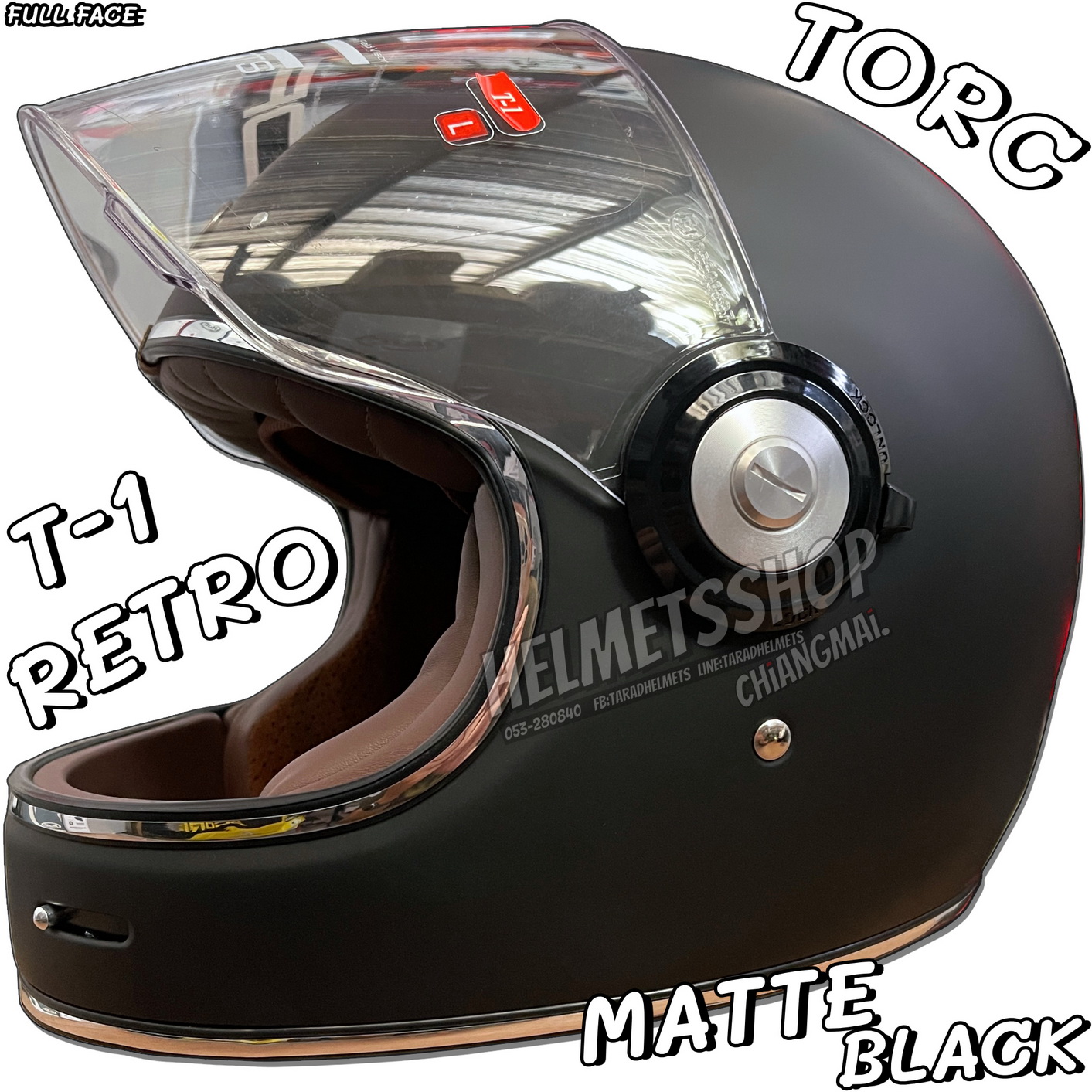 TORC T-1 RETRO FULL FACE MATTE BLACK แว่นชั้นเดียว นวมถอดซักได้ มีช่อง ...