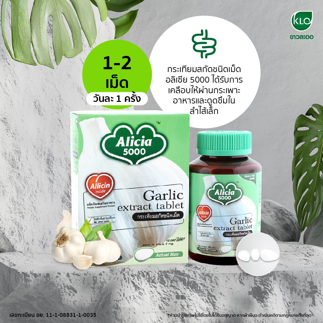 (Pack 2) Khaolaor Alicia 5000 Garlic Extract Tablet 60 TabletsBox ...
