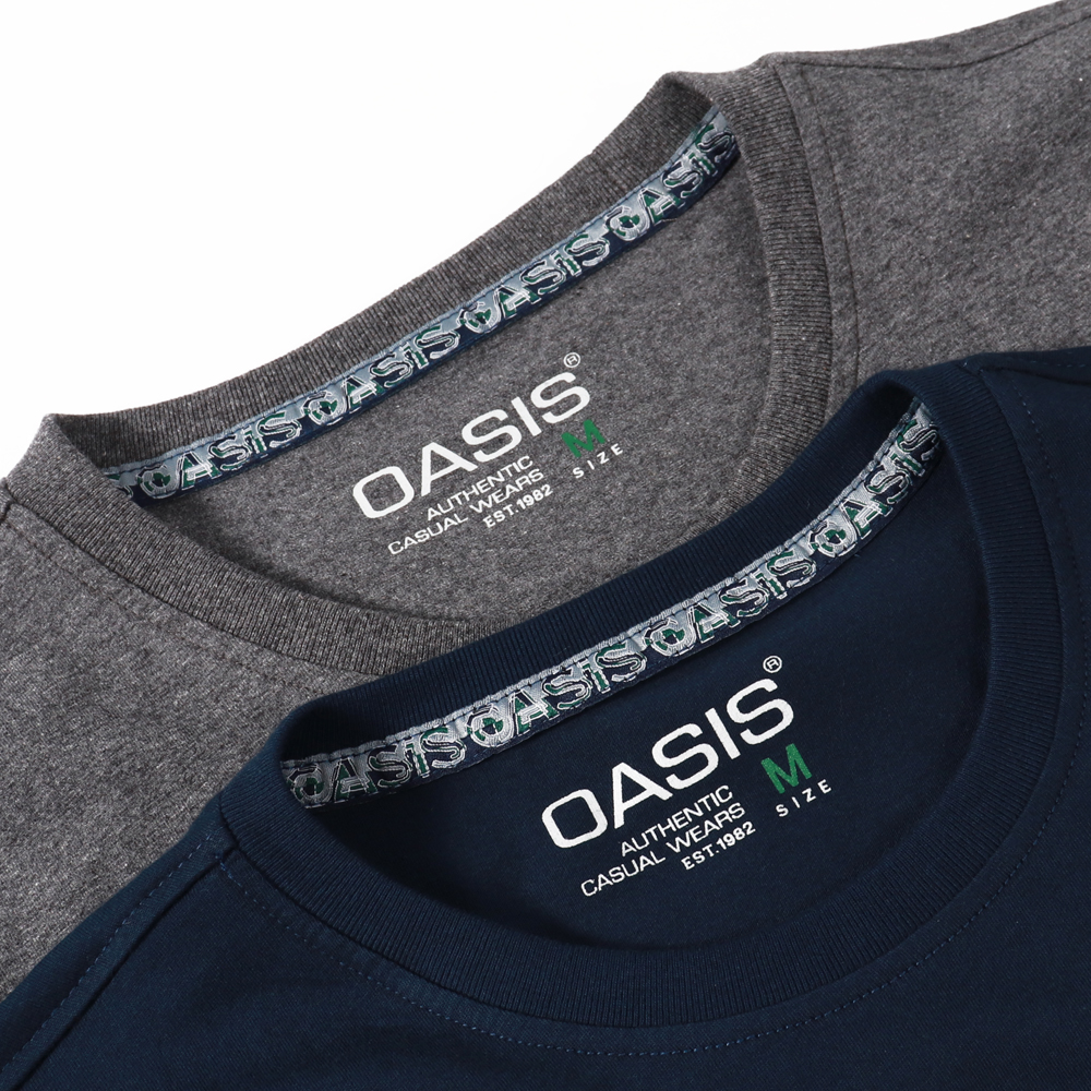 OASIS Monogram เสื้อยืด ผู้ชาย คอกลม เสื้อยืดผู้ชาย cotton100 พิมพ์ลาย ...