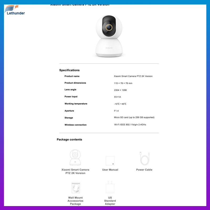 Smart Home Security Camera 2k Monitor 1296p Hd Ultra-Clear Ip Panoramic ...