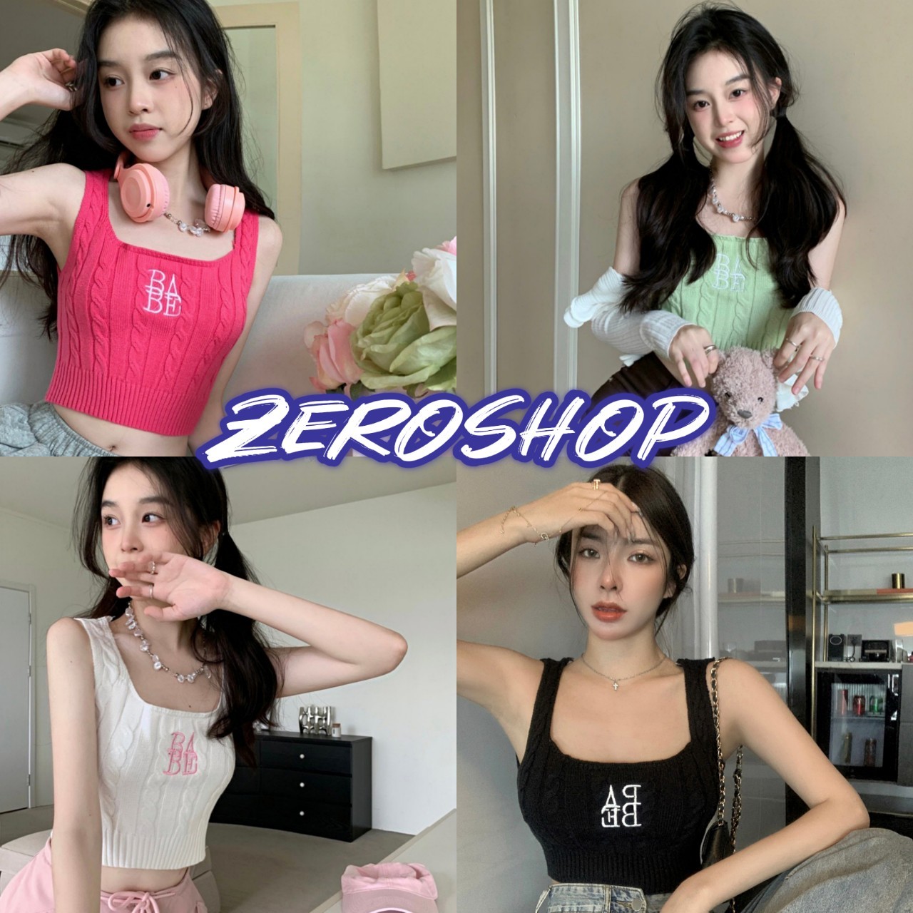 Zero SHOP????พร้อมส่ง???? (Zero-FY1823) เสื้อกล้ามไหมพรม มีฟองน้ำ ดีเทลสายข้างเดียว เว้าเอวเซ็ก ...