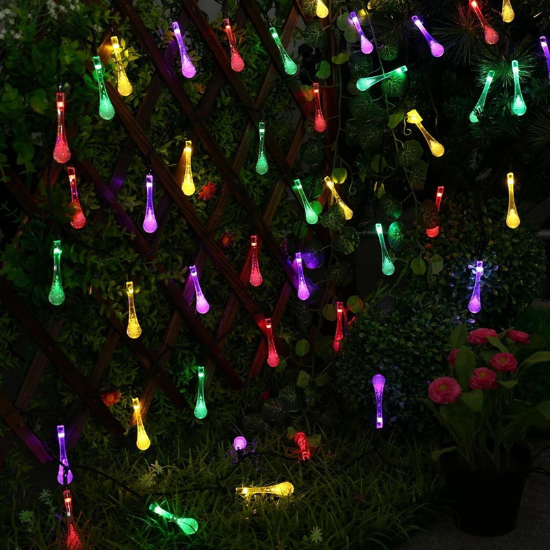 Solar Light String Outdoor Waterproof Water Drop Fairy Lights ...
