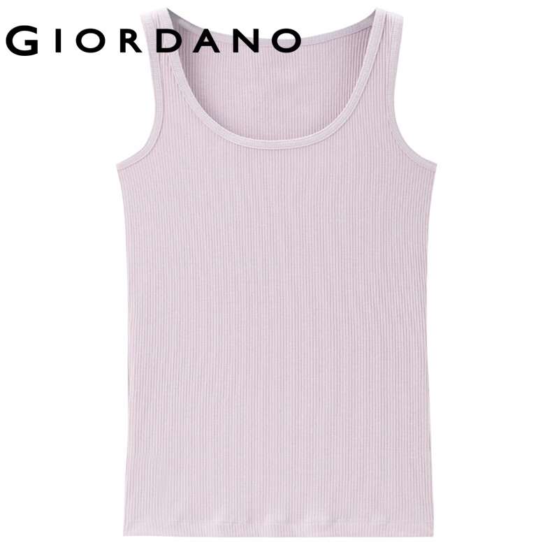GIORDANO Women Tanks Slim Stretchy Ribbed Texture Casual Tanks Crewneck ...