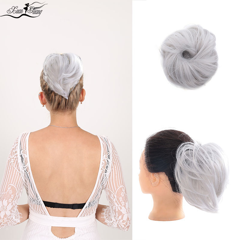 2021DIANQI natural hair chignon heat resistant synthetic donut straight ...
