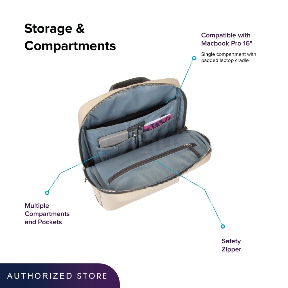 Targus Newport Ultra Slim Backpack 15 (TBB598) กระเป๋าสำหรับใส่โน๊ตบุ๊ค ...