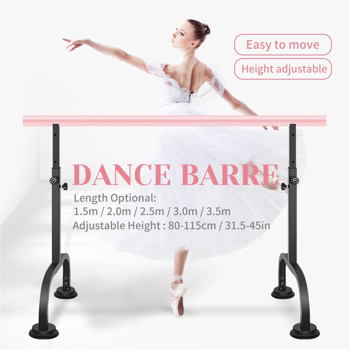 LK(ขายดี)Steel Ballet Dance Barre Bar Home Gym Fitness Freestanding ...