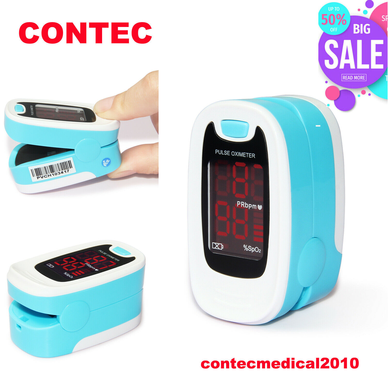 CONTECMED CMS50M Pulse Oximeter Finger Blood Oxygen Sensor O2 SpO2 ...