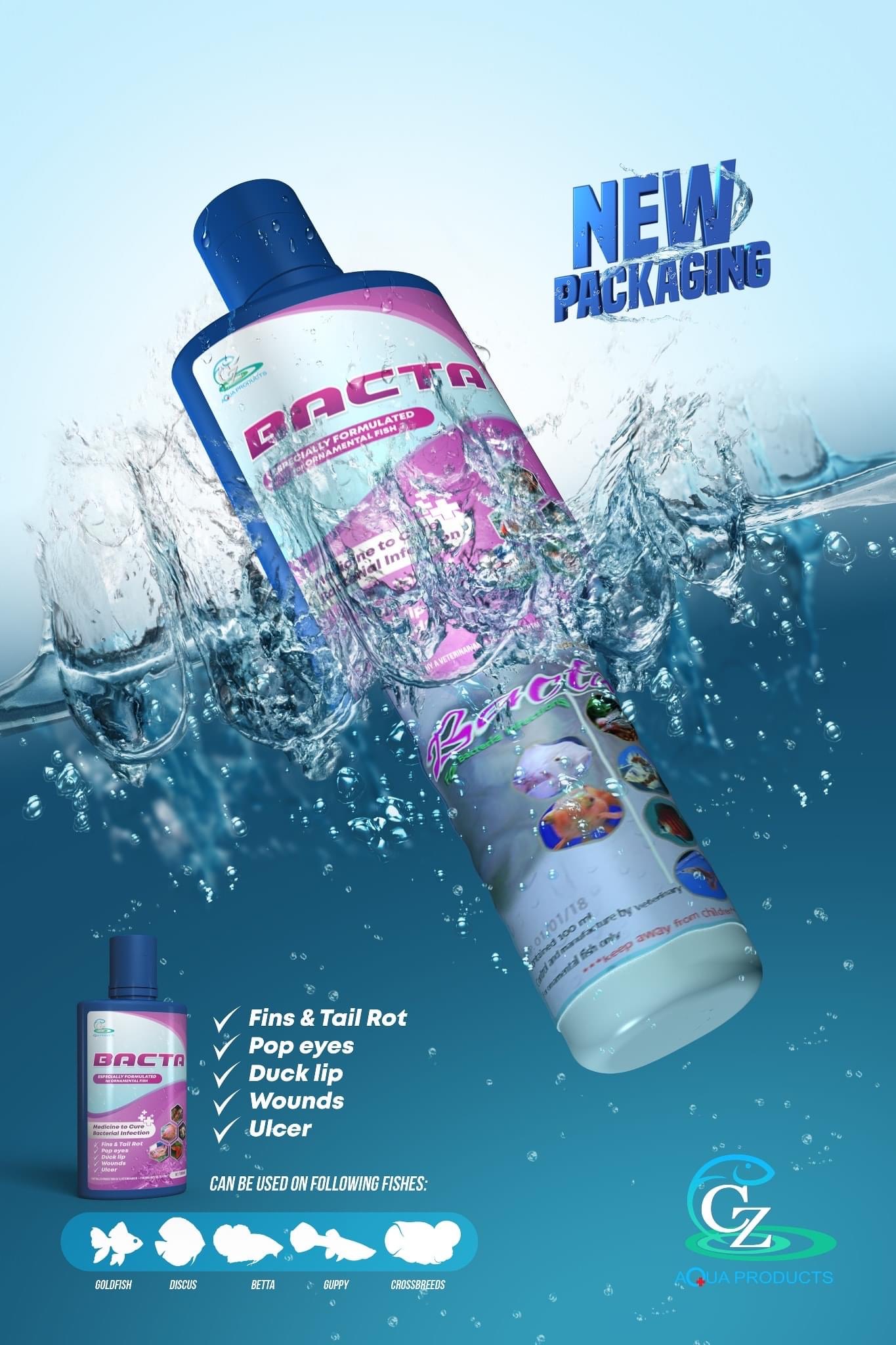 Bacta Anti-Biotic 100mL - รักษาอาการติดเชื้อแบคทีเรีย ในปลาสวยงาม ปาก ...