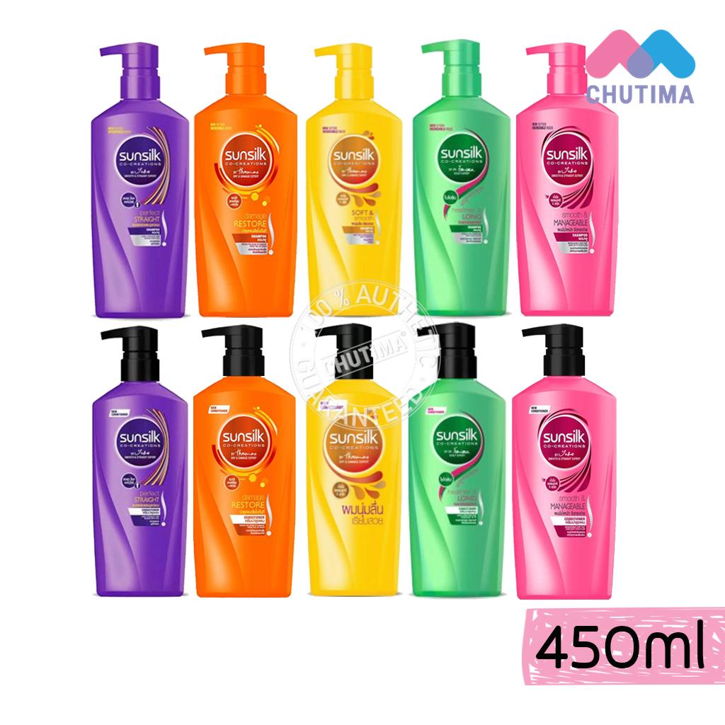 SUNSILK Perfect Straight Purple Shampoo & Hair Conditioner 450ml ซันซิล ...
