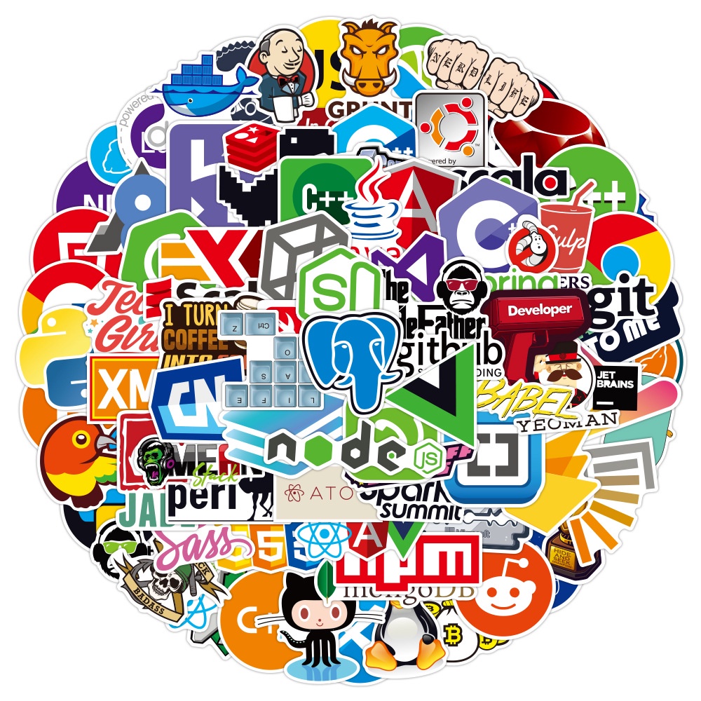 สติ๊กเกอร์ แกรมเมอร์ 108 PCS Programming Sticker Developer Technology ...
