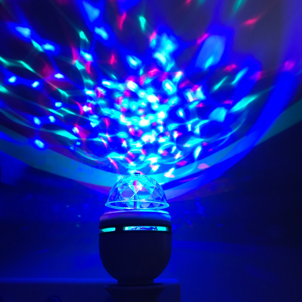 3W 6W RGB LED Lamp E27 EU Plug AC 110V - 220V Auto Rotating Stage ...