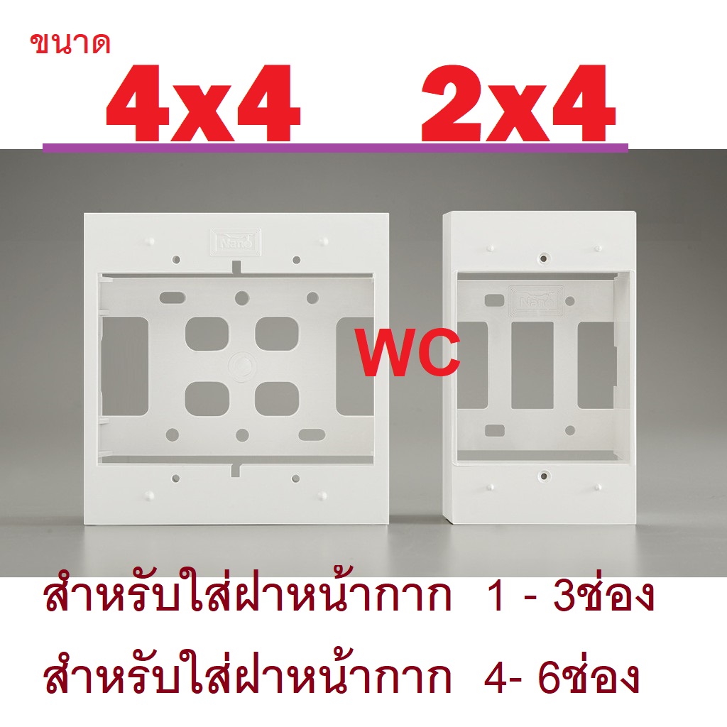 บ๊อกลอย บ๊อกใส่ฝาหน้ากาก บ๊อกปลั้กสวิทซ์ไฟ ขนาด2x4 นิ้ว 4x4 นิ้ว นาโน (NANO) สีขาว สำหรับใส่ 1-3 ...