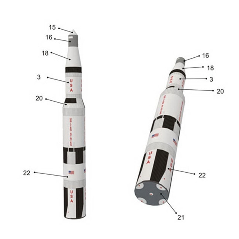 37cm 1:300 Saturn V Rocket Paper Model DIY Puzzle Manual Space 3D ...