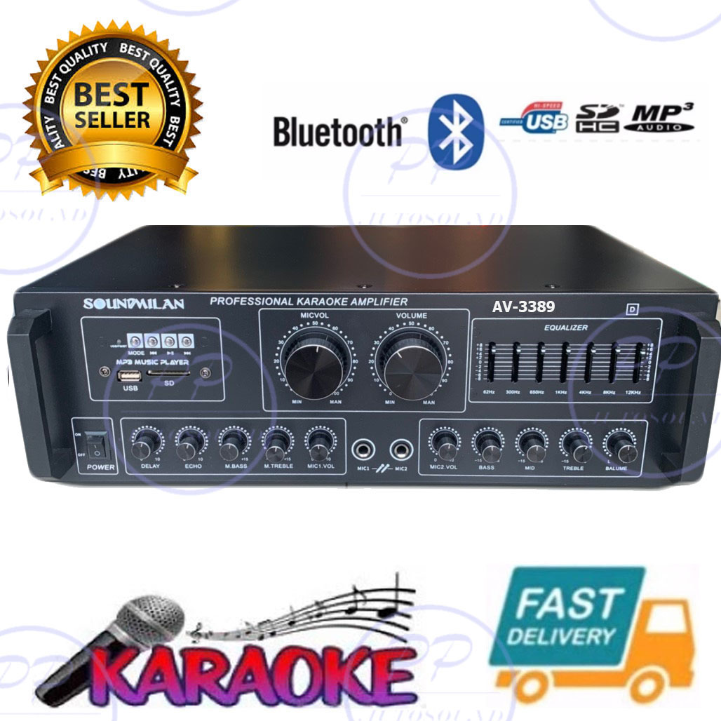 SOUND MILAN แอมป์ขยายเสียง เครื่องขยายเสียง power amplifier BLUETOOTH USB MP3 SD CARD รุ่น AV ...