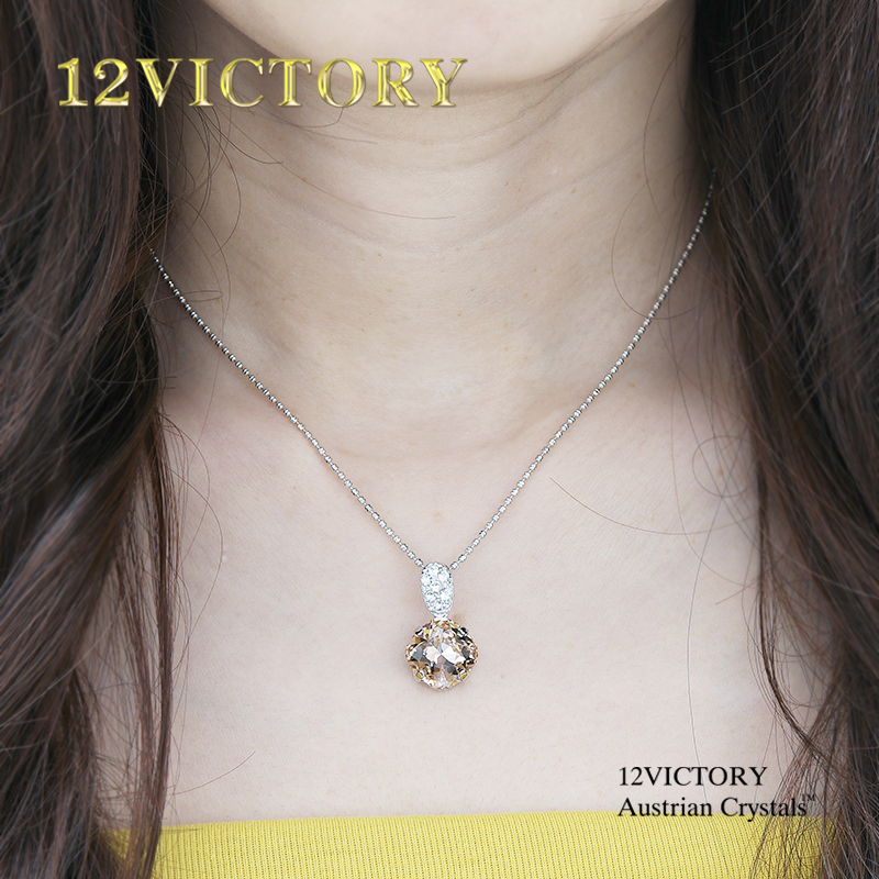 N0466-319G สร้อยคอแฟชั่น12VICTORYเครื่องประดับผู้หญิง ประดับคริสตัลนำเข้าจากประเทศออสเตรีย(สวารอ ...