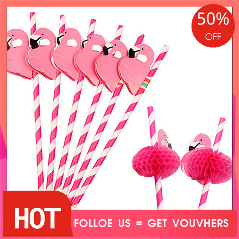 12PCS Paper Birthday Party Funny Flamingo Honeycomb Striped Drinking ...