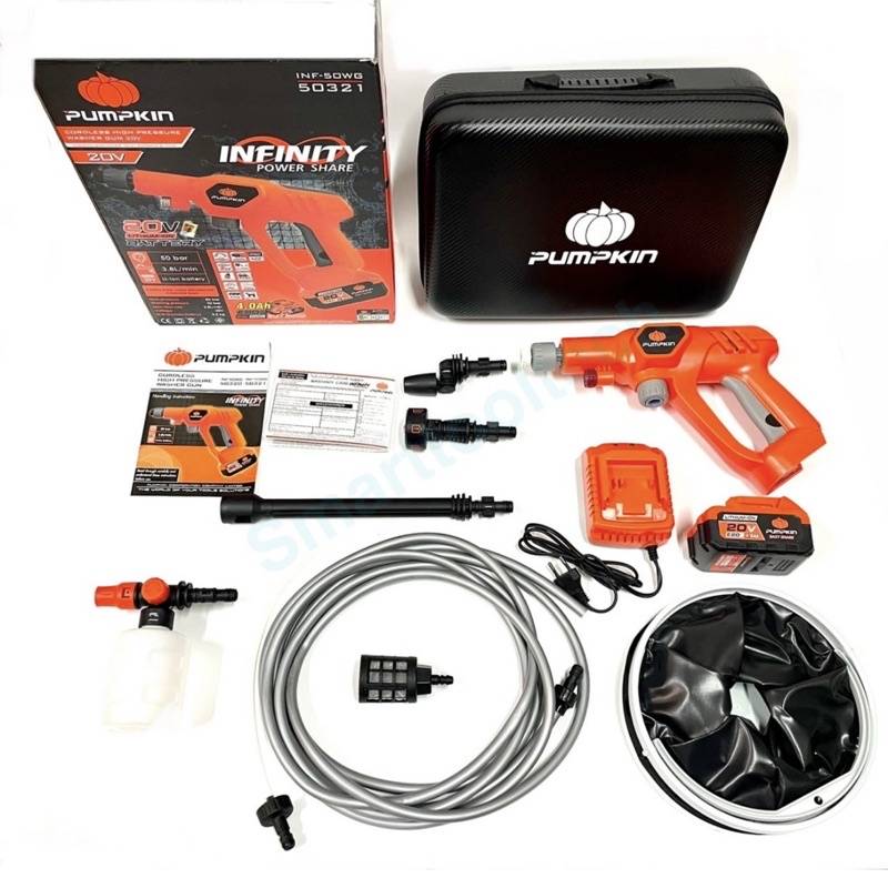 🔥เก็บโค้ด ลดเพิ่ม🔥 เครื่องฉีดน้ำไร้สาย Pumpkin 50 บาร์ 20V. INF-50WG ...