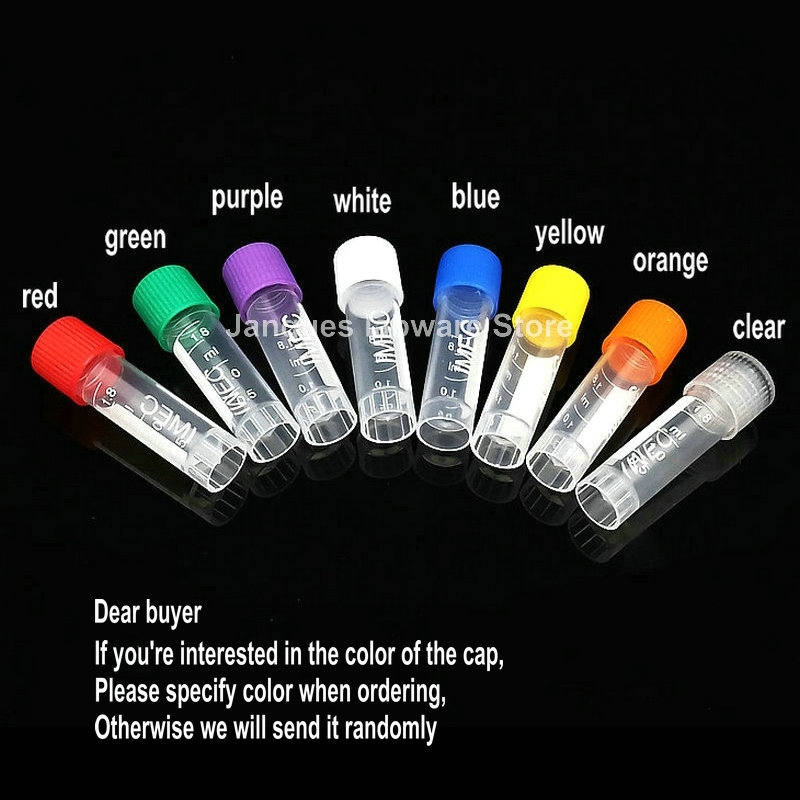 100pcs 1.8ml Graduated Lab Plastic Freezing Tube Cryo Preservative Tube Sample Cryovial With ...