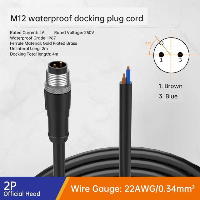 IP67 M12 Waterproof Connector Cable 2 3 4 5 Pin Aviation Plug with 2 ...