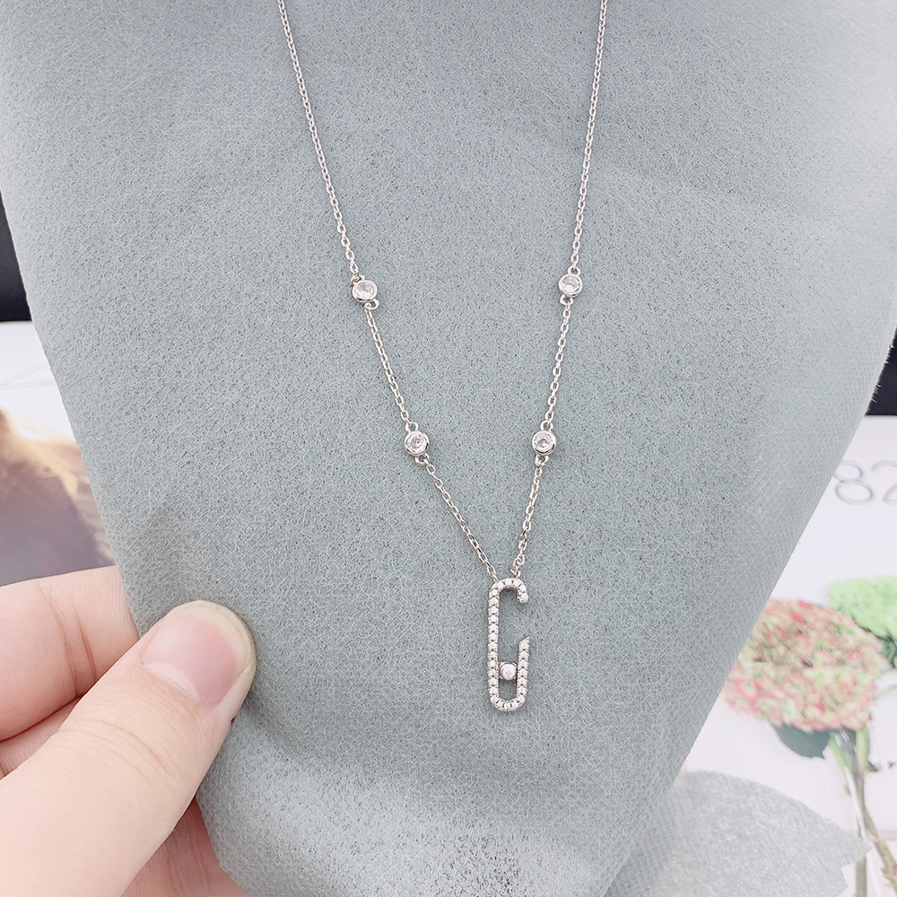 New Trendy Style 925 Sterling Silver Move Stone Pendant Long Chain ...