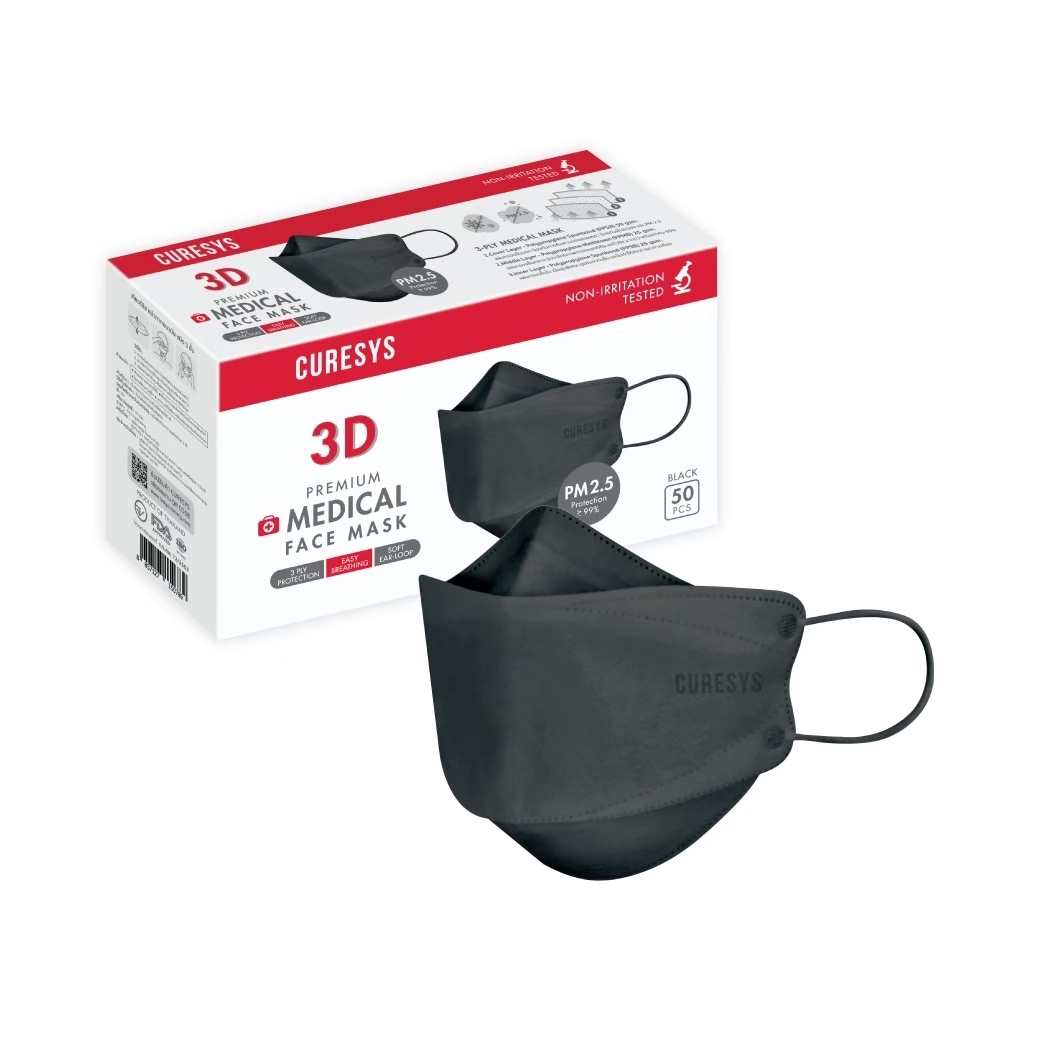 Curesys 3D Medical Face Mask Black เคียวร์ซิส หน้ากากอนามัยทรง 3D กรอง ...