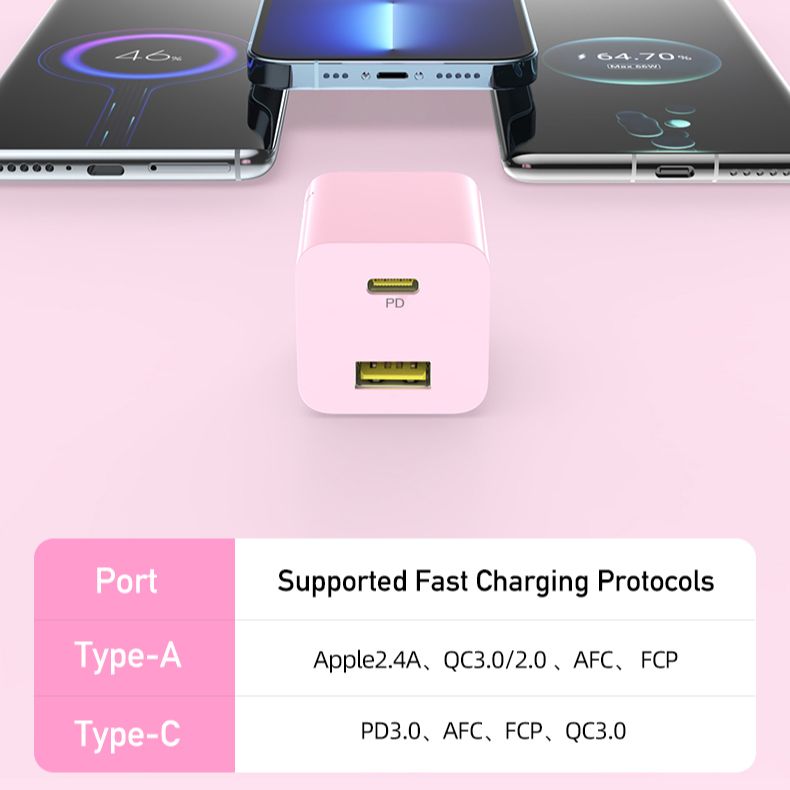 C-L PD20w cable Awei PD26 PD 20W Fast Charger Adapter Quick Charge QC 3.0 3 Pin UK USB A Type C ...