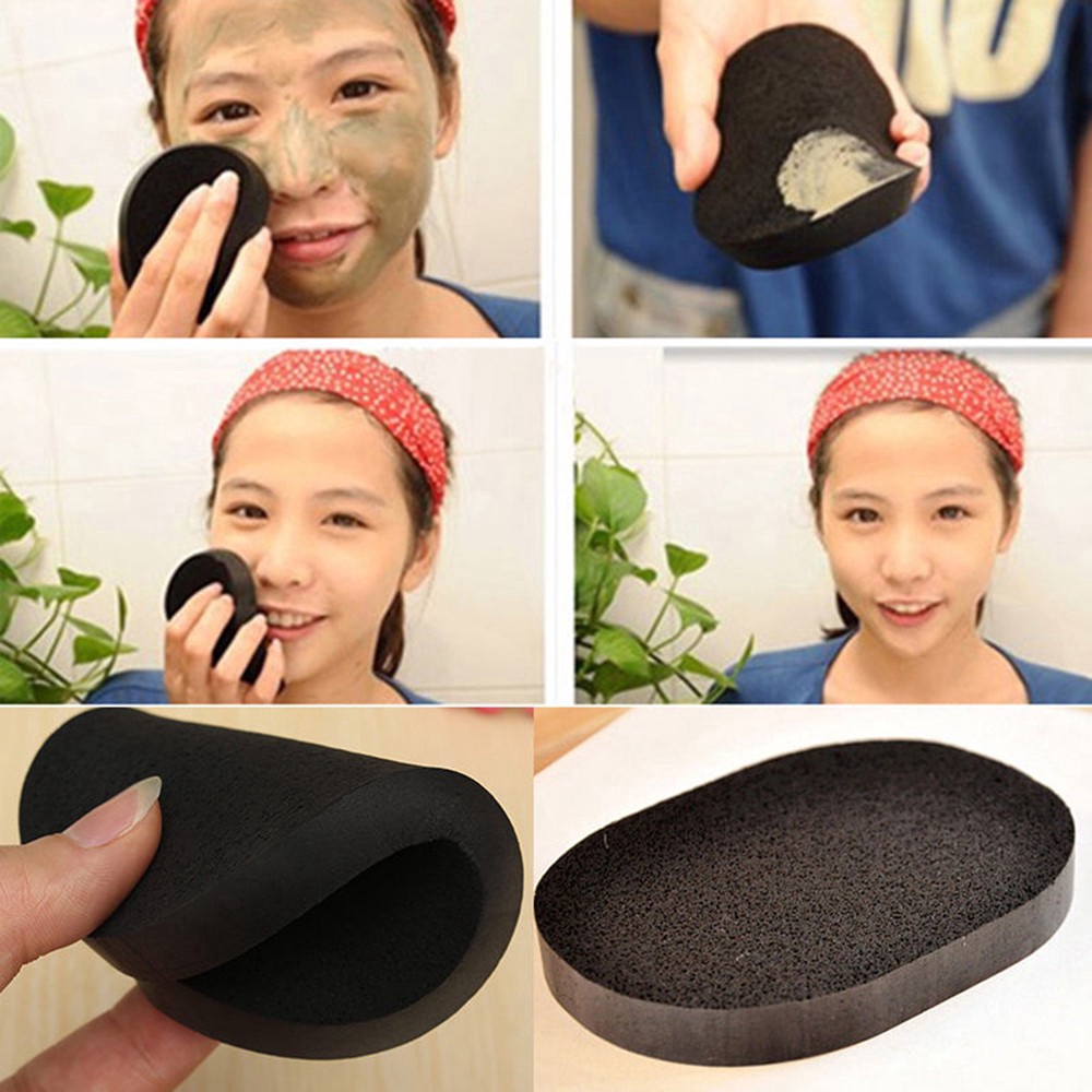 Spon Wajah Arang Bambu Charcoal Busa Sponge Tebal Halus Cuci Muka ...