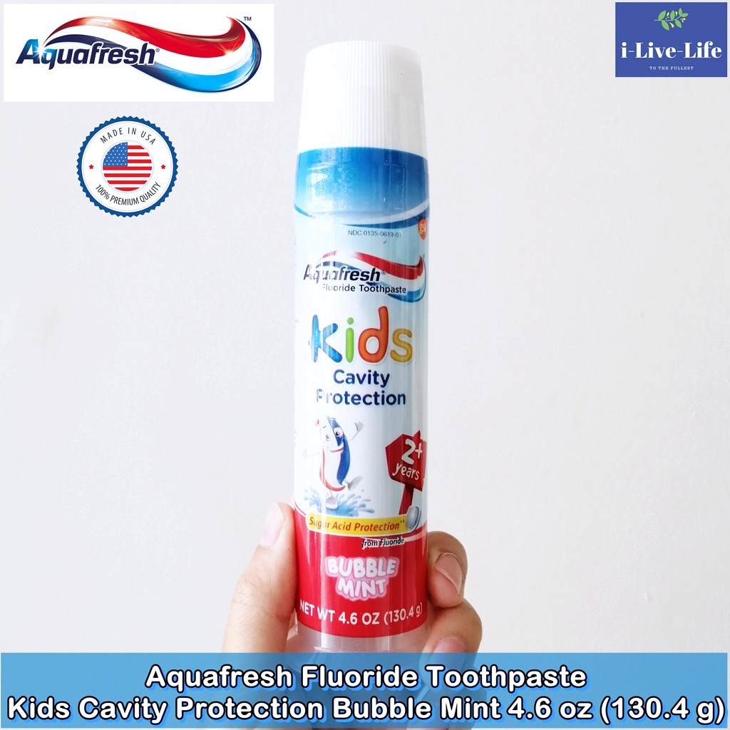 Aquafresh Fluoride Toothpaste, Kids Cavity Protection, Bubble Mint 4.6 oz (130.4 g) สำหรับเด็ก 2 ...