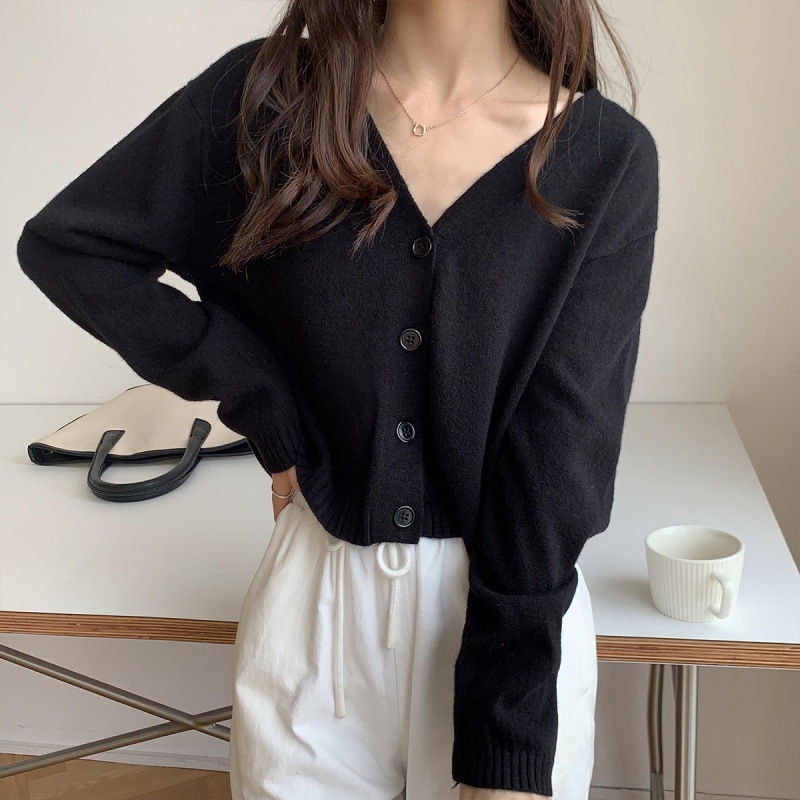 เสื้อคลุมคาร์ดิแกนถัก แขนยาว คอวี สีพื้น แฟชั่นสตรี TRA030 - Buytendo ...