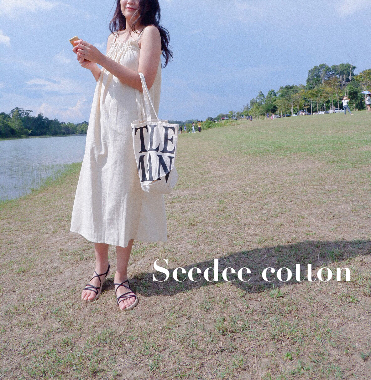 ชุดเดรสผ้าฝ้าย สม๊อก หน้า-หลัง แถมฟรีผ้าโพกผม เซ็ทผ้าฝ้าย สไลต์มินิมอล ...