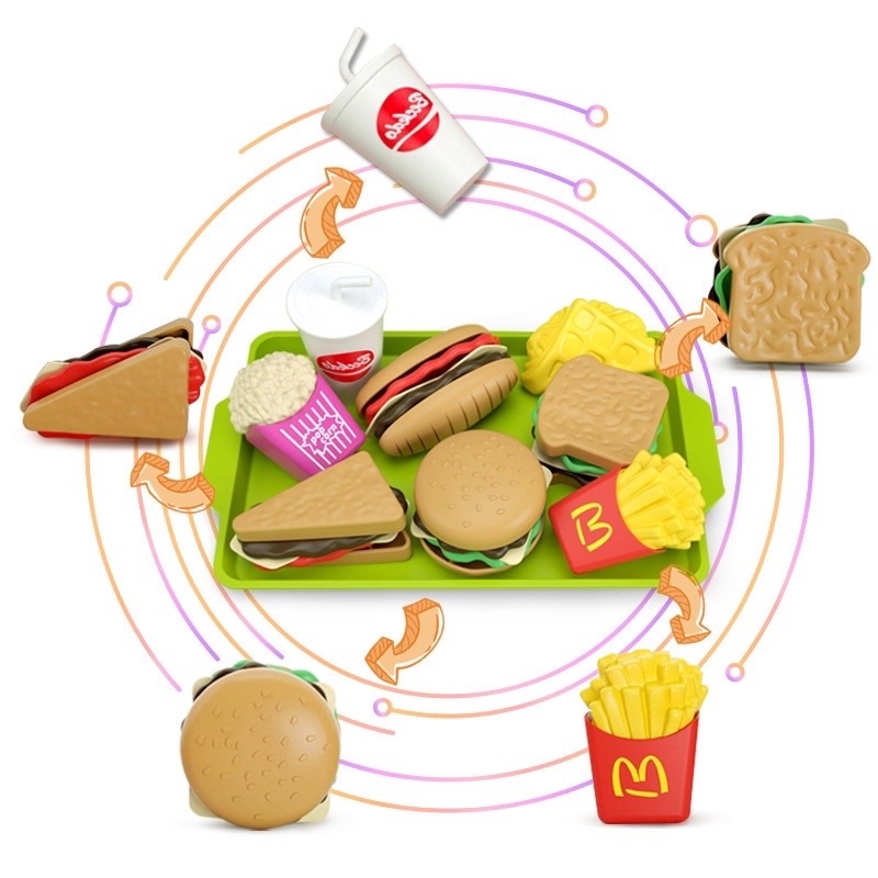 27 Pack Kids Burger Pretend Cooking Playset มินิครัวอาหารปลอมของเล่น ...
