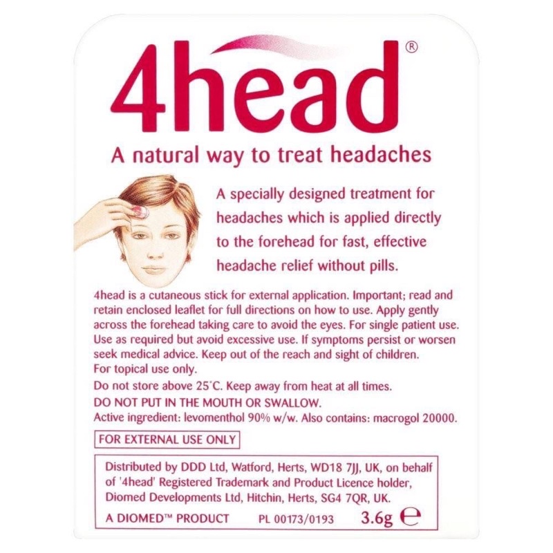 ️พร้อมส่งที่ไทย ️ บาล์ม 4head Headache & Migraine Relief Stick นำเข้า ...