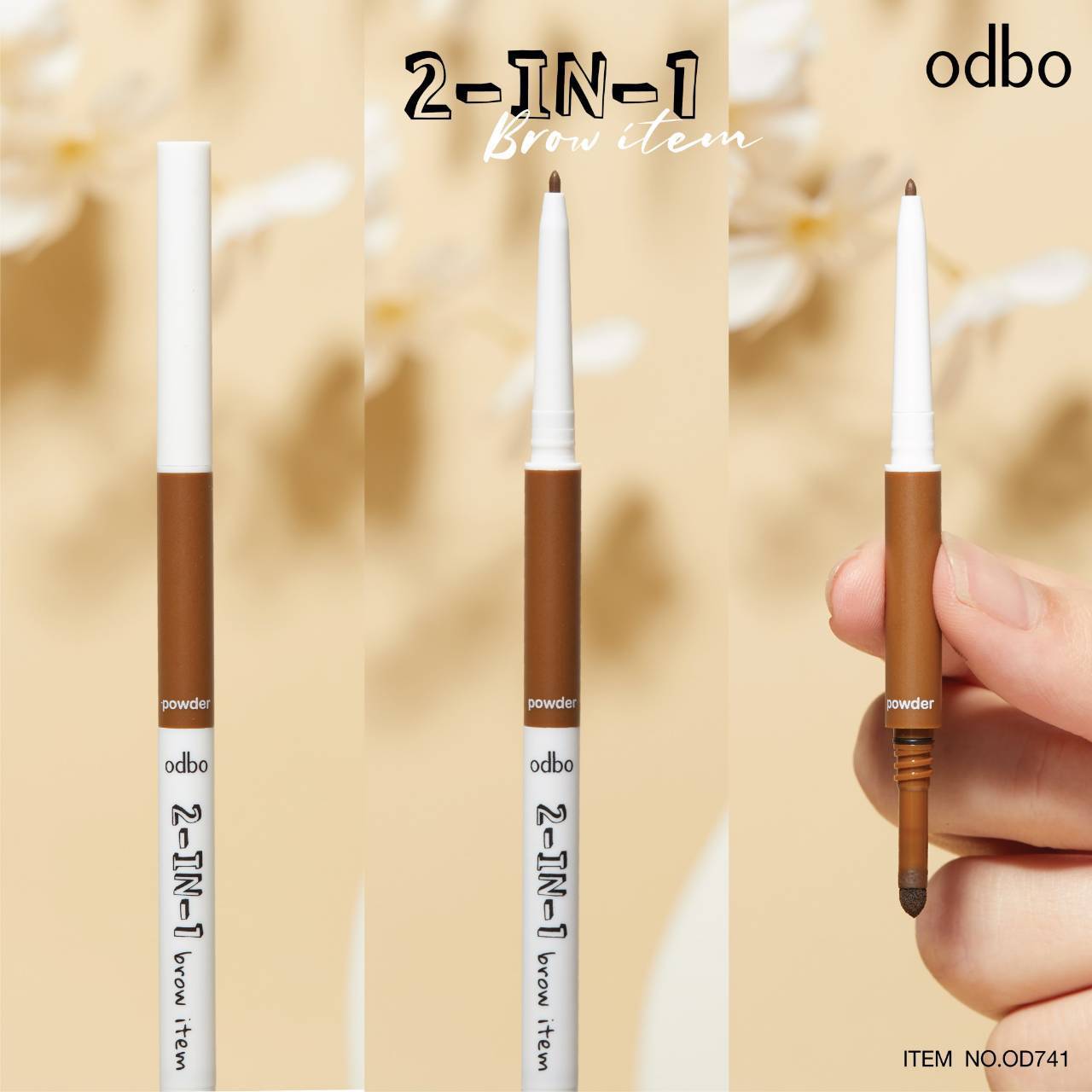 ODBO 2-IN-1 BROW ITEM โอดีบีโอ ดินสอเขียนคิ้ว 2 IN 1 หัวสลิมเรียวเล็ก มาพร้อมหัวฟองน้ำใช้เบลนด์ ...