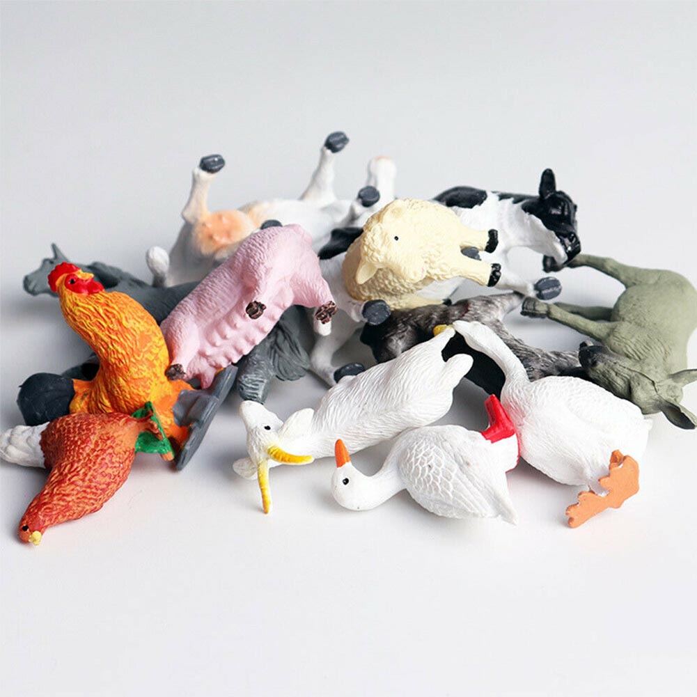 12Pcs Mini Farm Animal Toys Action Figures Bundle Playset For Toddlers ...