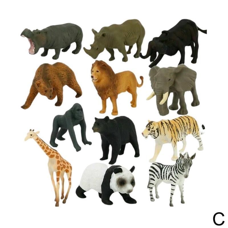 Mini Animal World Zoo Model Figure Action Toy Set Cartoon Plastics ...